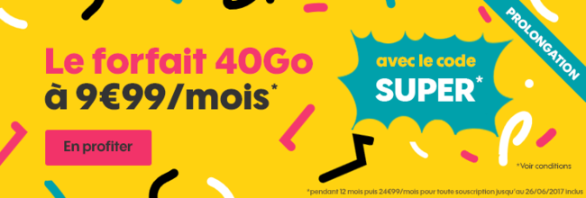 Avec le code promo SUPER, le forfait 40Go est à 9,... - Communauté Sosh