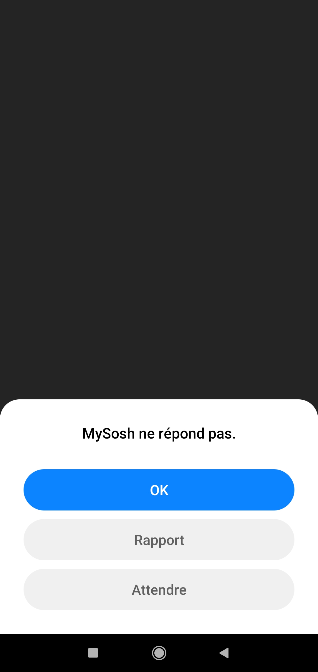 ecran noir sur application mysosh - Communauté Sosh