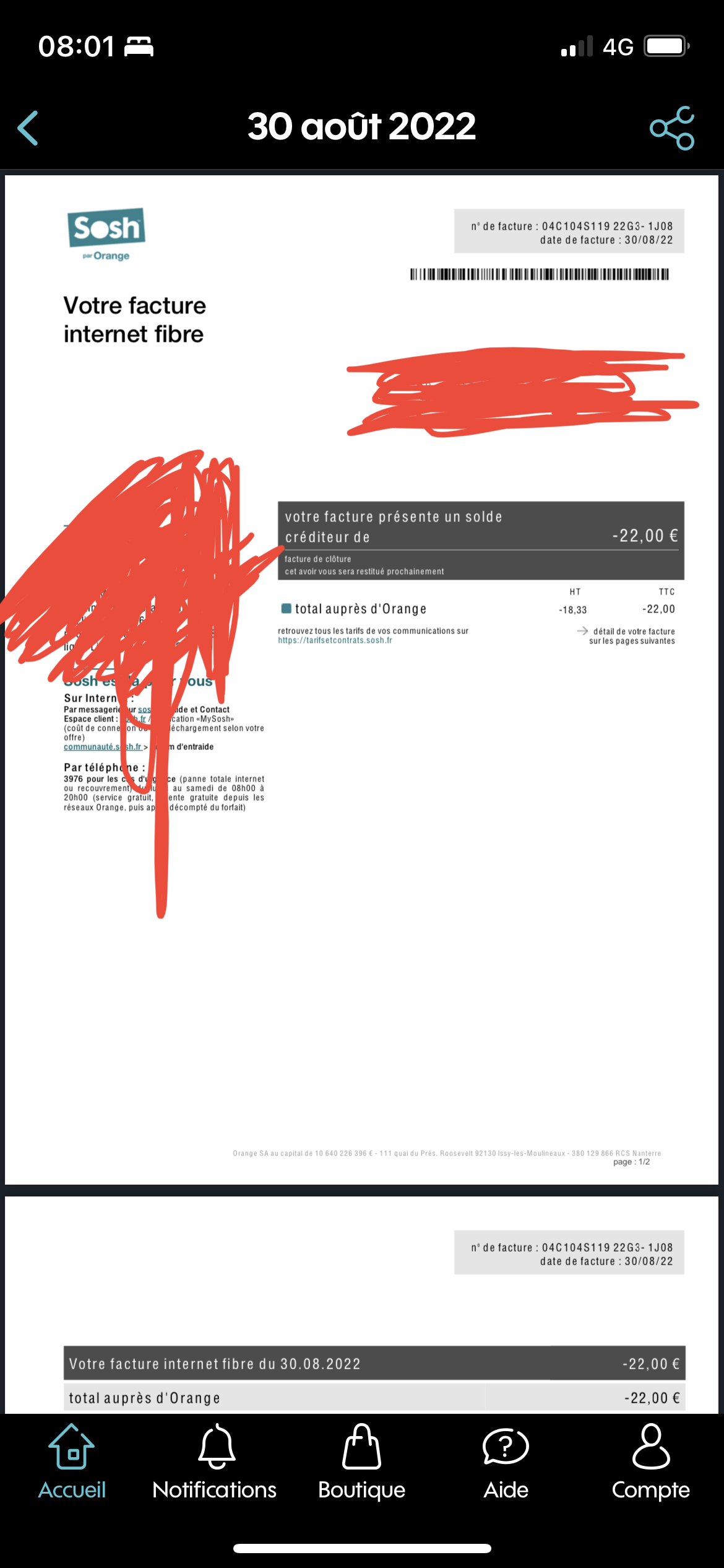 Remboursement facture qu’on me demande de payer - Communauté Sosh