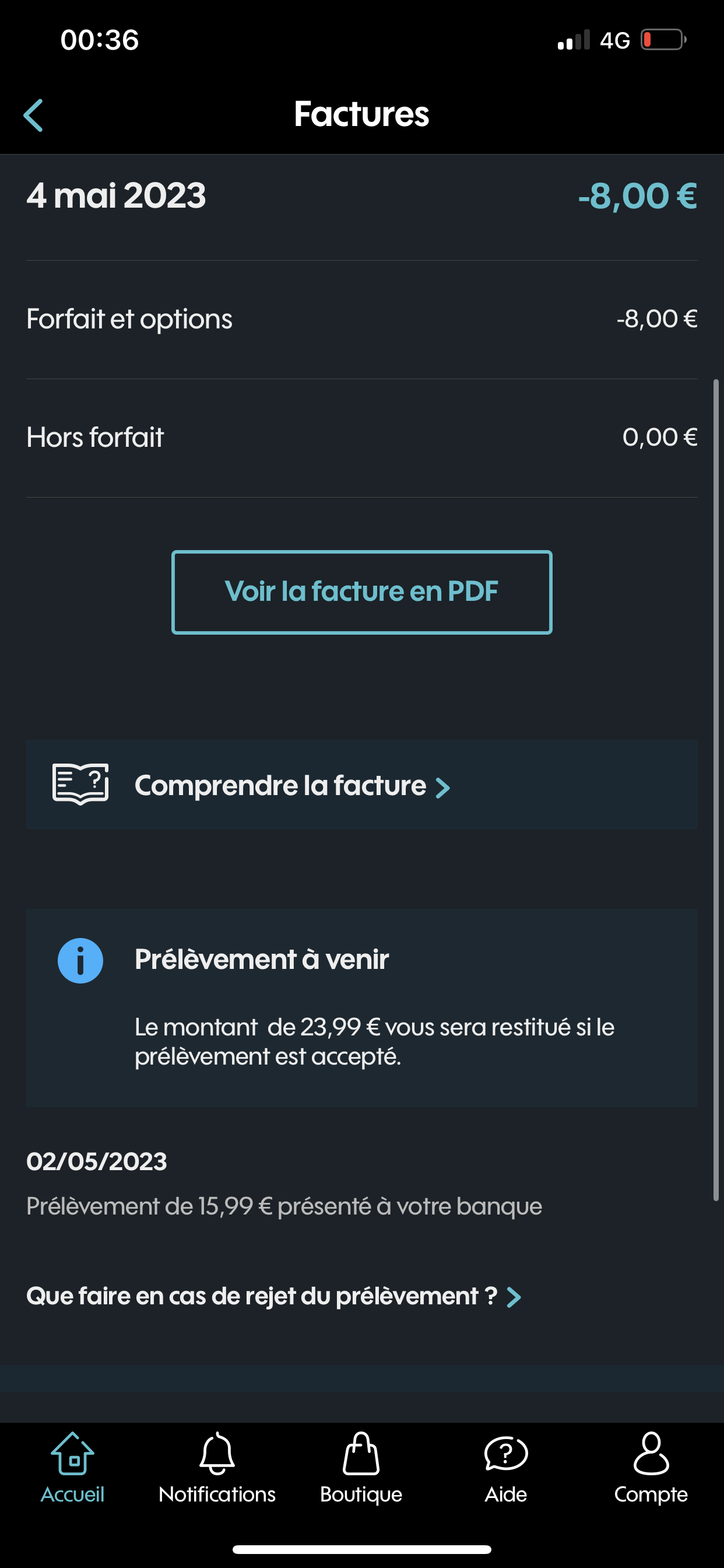 Facture de clôture - Communauté Sosh